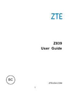 ZTE Z839 Printed Manual